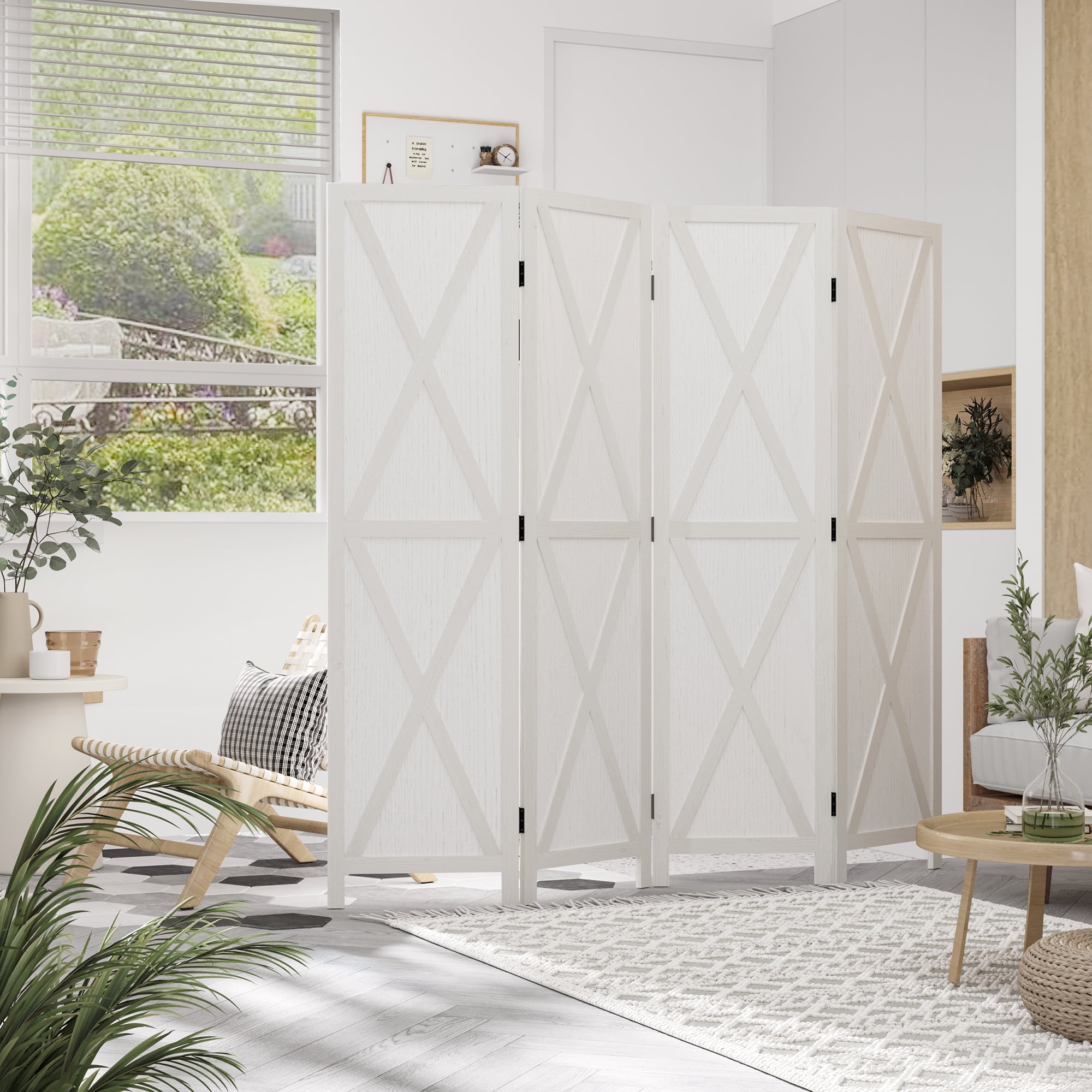 HOMCOM 4-Panel Folding Room Divider, 5.6 Ft Tall Privacy Screen for ...