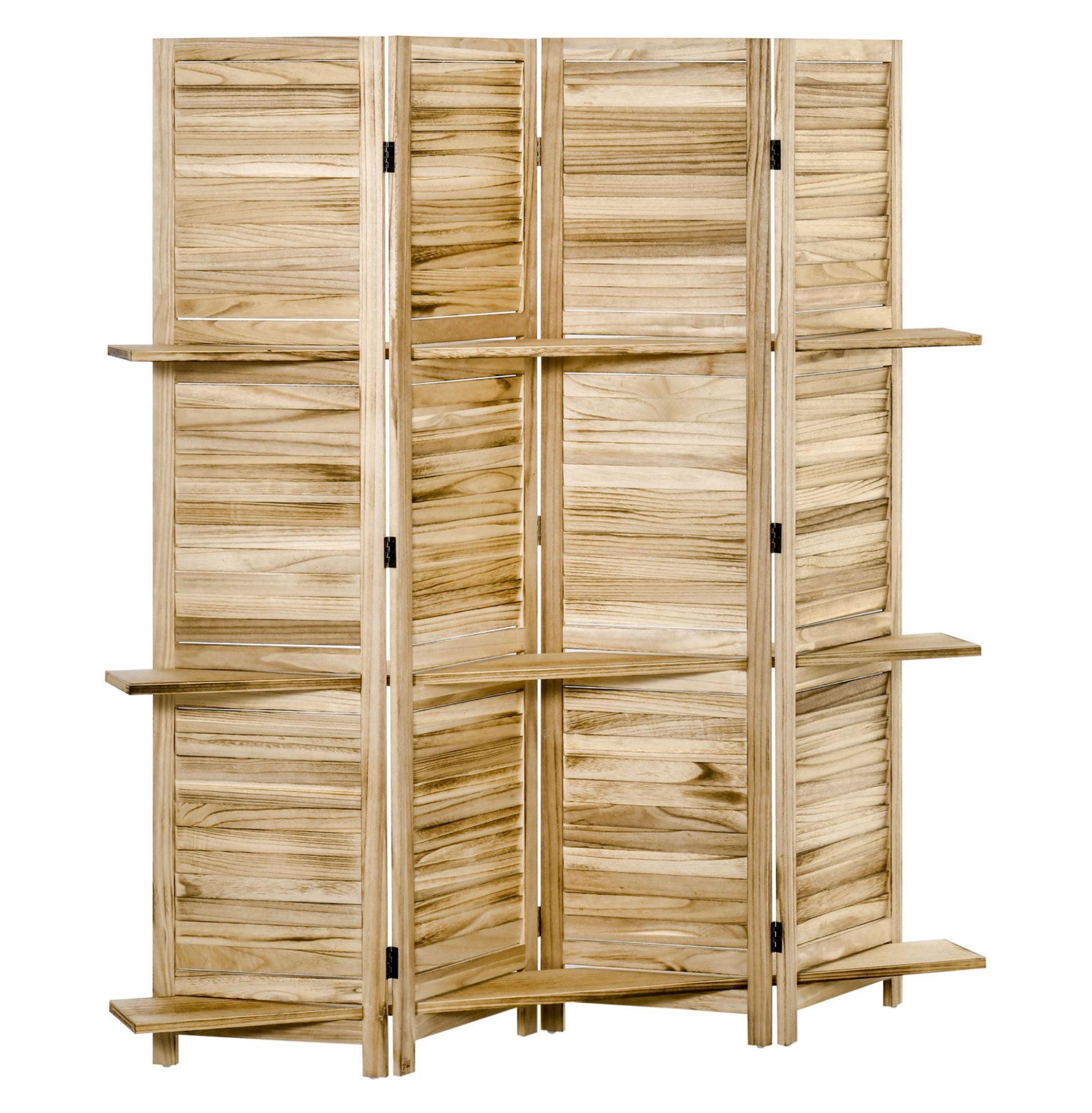 HOMCOM 4-Panel Room Divider, 5.6Ft Freestanding Wood Privacy Screen ...