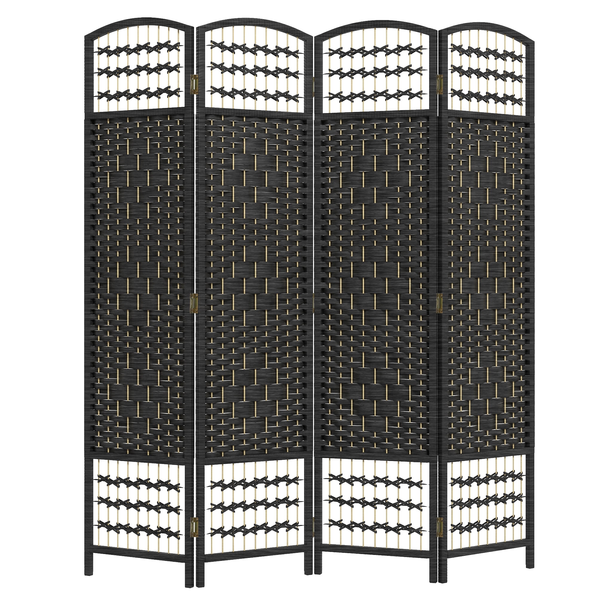 HOMCOM 4 Panel Room Divider, Folding Privacy Screen, 5.6' Room Separator, Wave Fiber ...