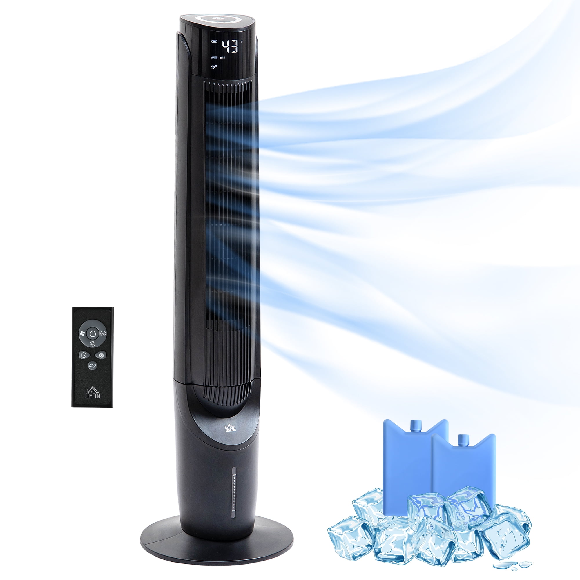 HOMCOM 42'' Evaporative Air Cooler, Ice Cooling Fan with 3 Speeds, 4 ...