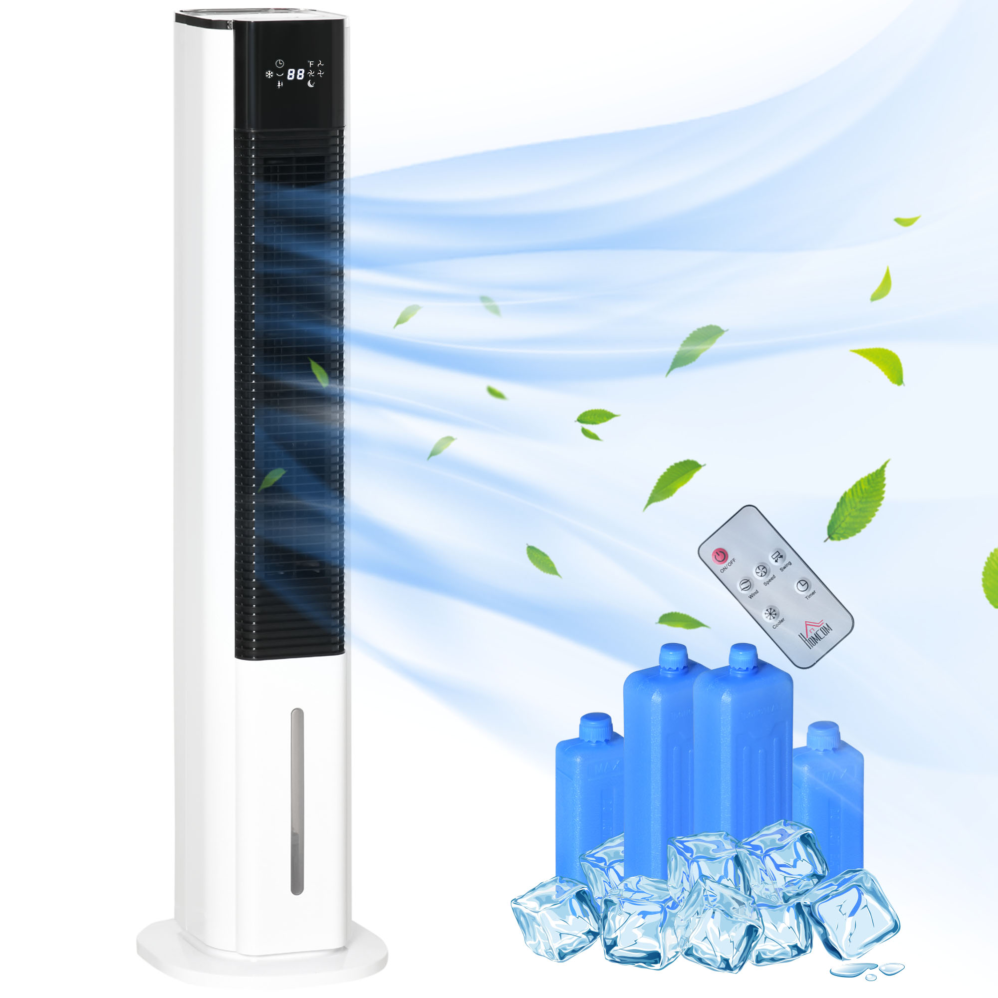 HOMCOM 42" Portable Evaporative Air Cooler, 3-In-1 Ice Cooling Fan ...