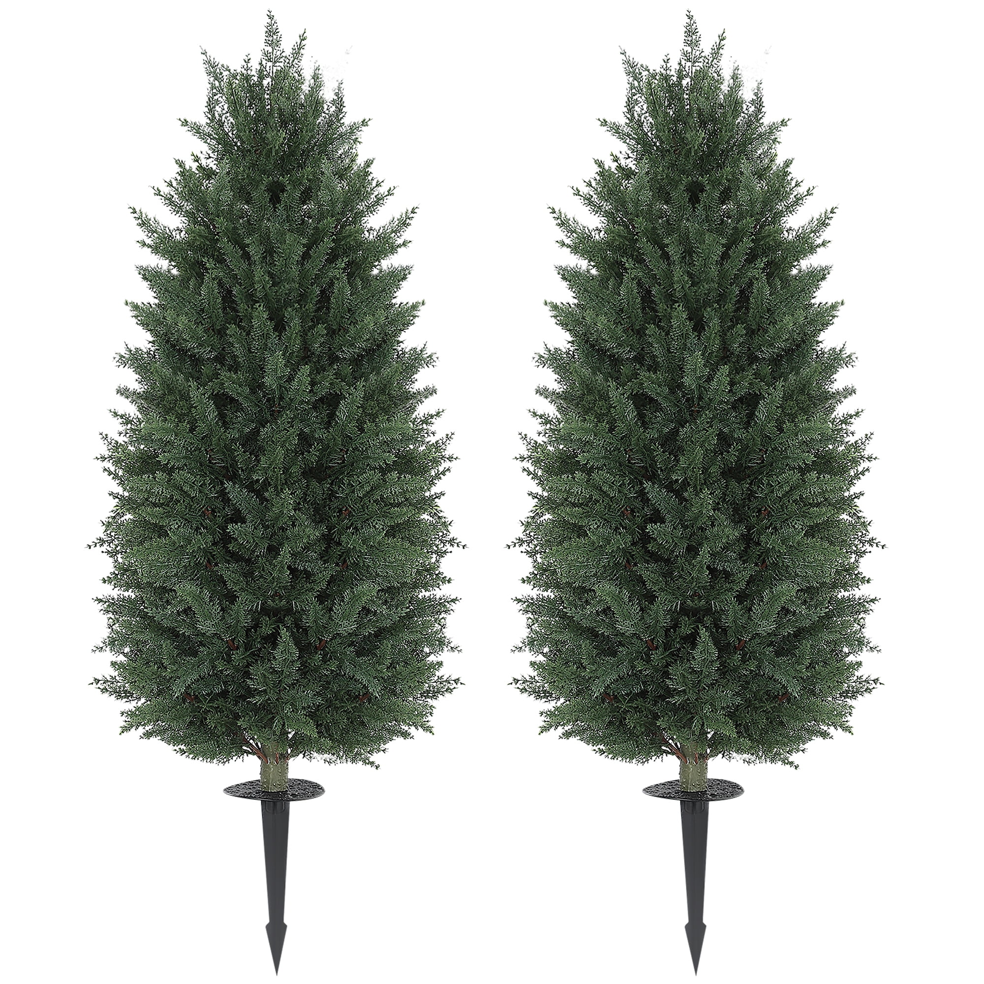 HOMCOM Set of 2 Artificial Cypress Topiary Tree, UV Resistant Faux ...