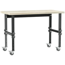 46 In. Mobile Workbench With Solid Wood Top, Black - Walmart.com