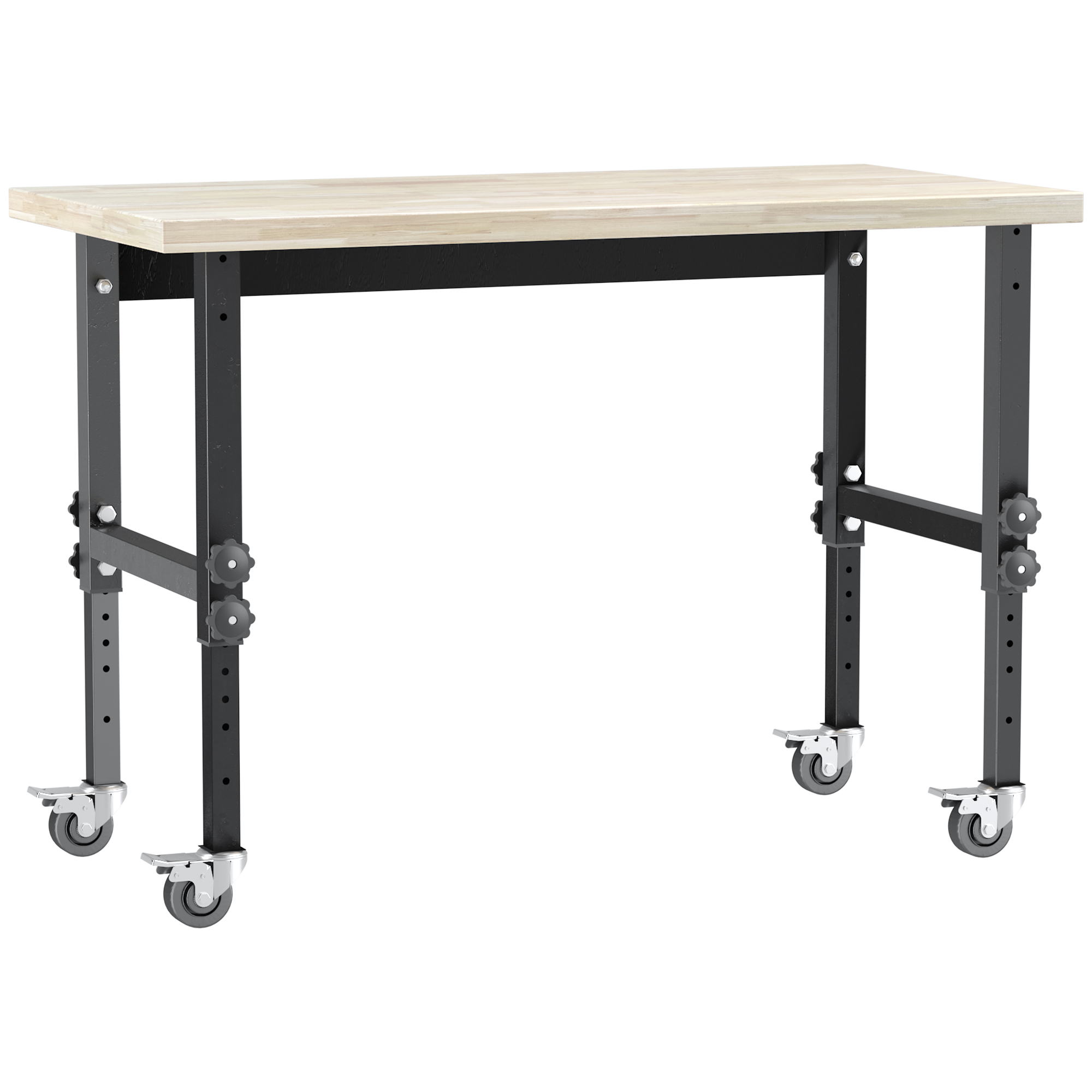 46 In. Mobile Workbench With Solid Wood Top, Black - Walmart.com