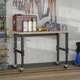 HOMCOM 47" Mobile Project Workbench Station with Large Natural Bamboo ...