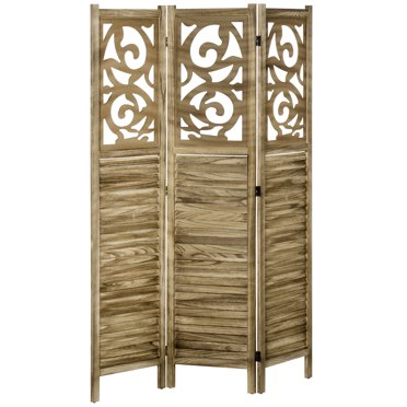 HOMCOM 4-Panel Folding Room Divider, 6 Ft Freestanding Bamboo Privacy ...