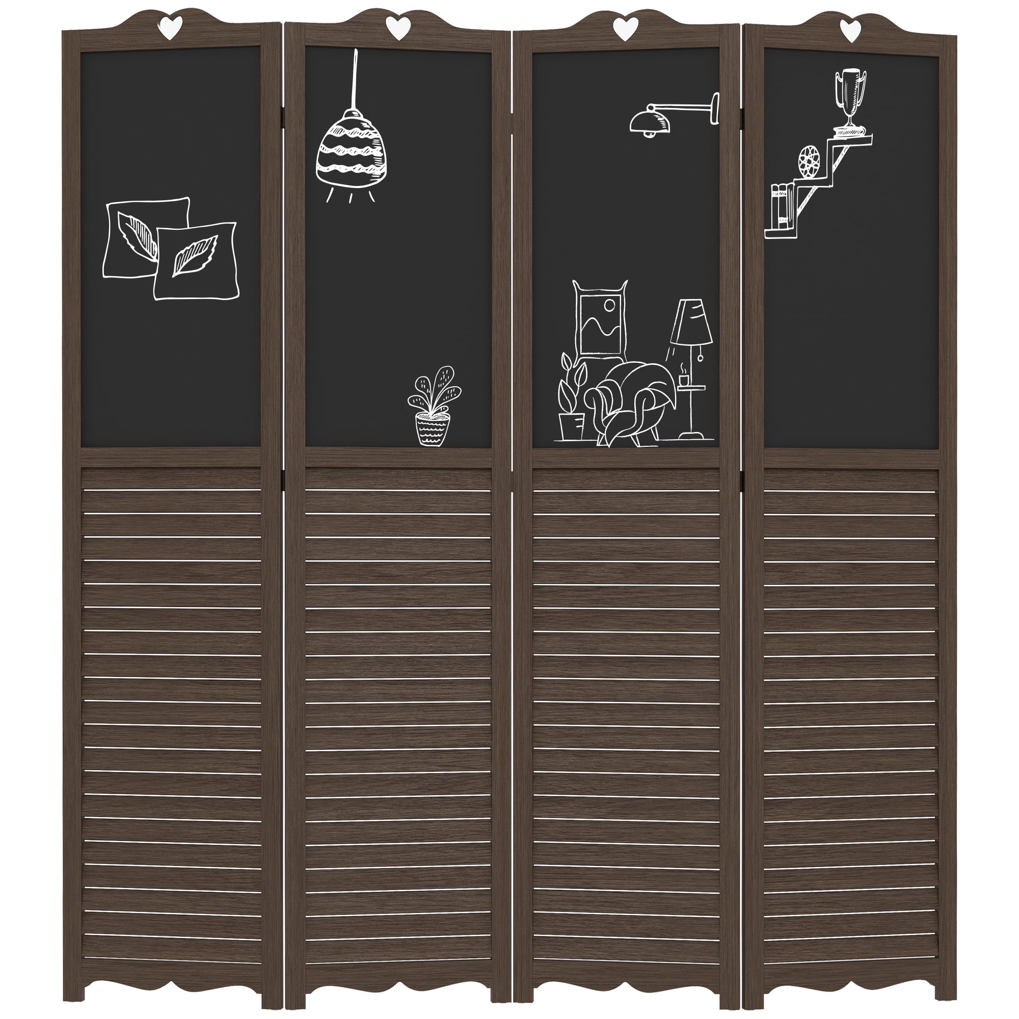HOMCOM 5.5' 4 Panel Room Divider, Indoor Privacy Screens for Home ...