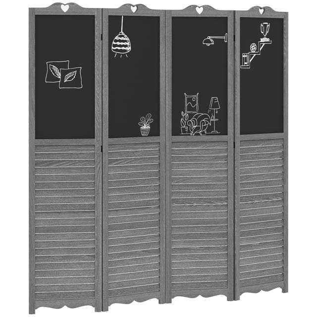 HOMCOM 5.5' 4 Panel Room Divider, Indoor Privacy Screens for Home, Gray ...