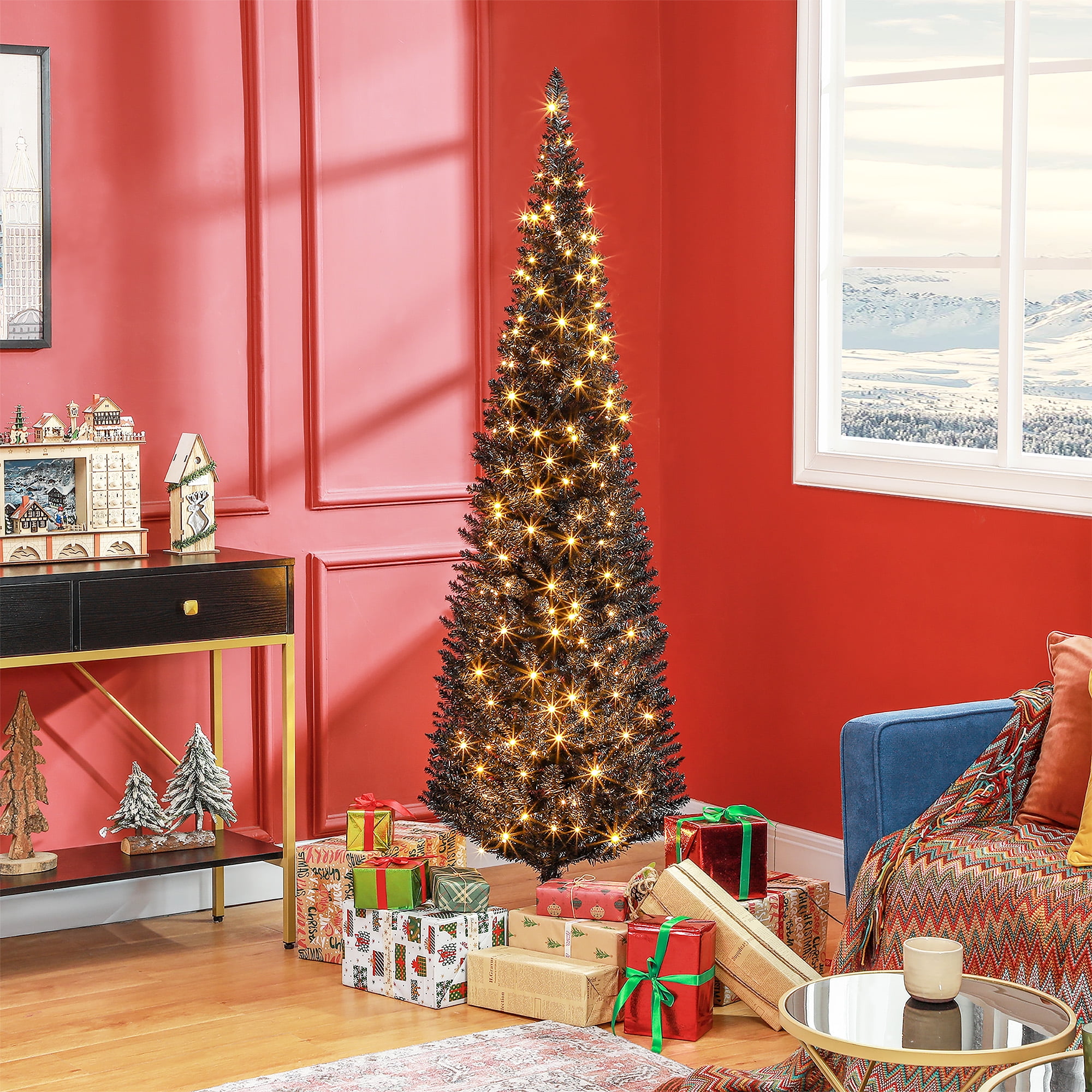 HOMCOM 5' Prelit Artificial Christmas Tree with Warm White LED Lights ...