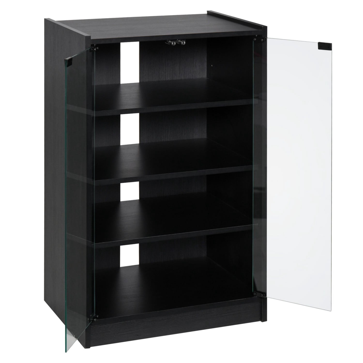 HOMCOM 5-Tier Media Stand Cabinet with Adjustable Shelves Tempered ...