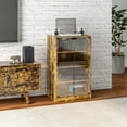 HOMCOM 5-Tier Media Stand Cabinet with Adjustable Shelves and Glass ...