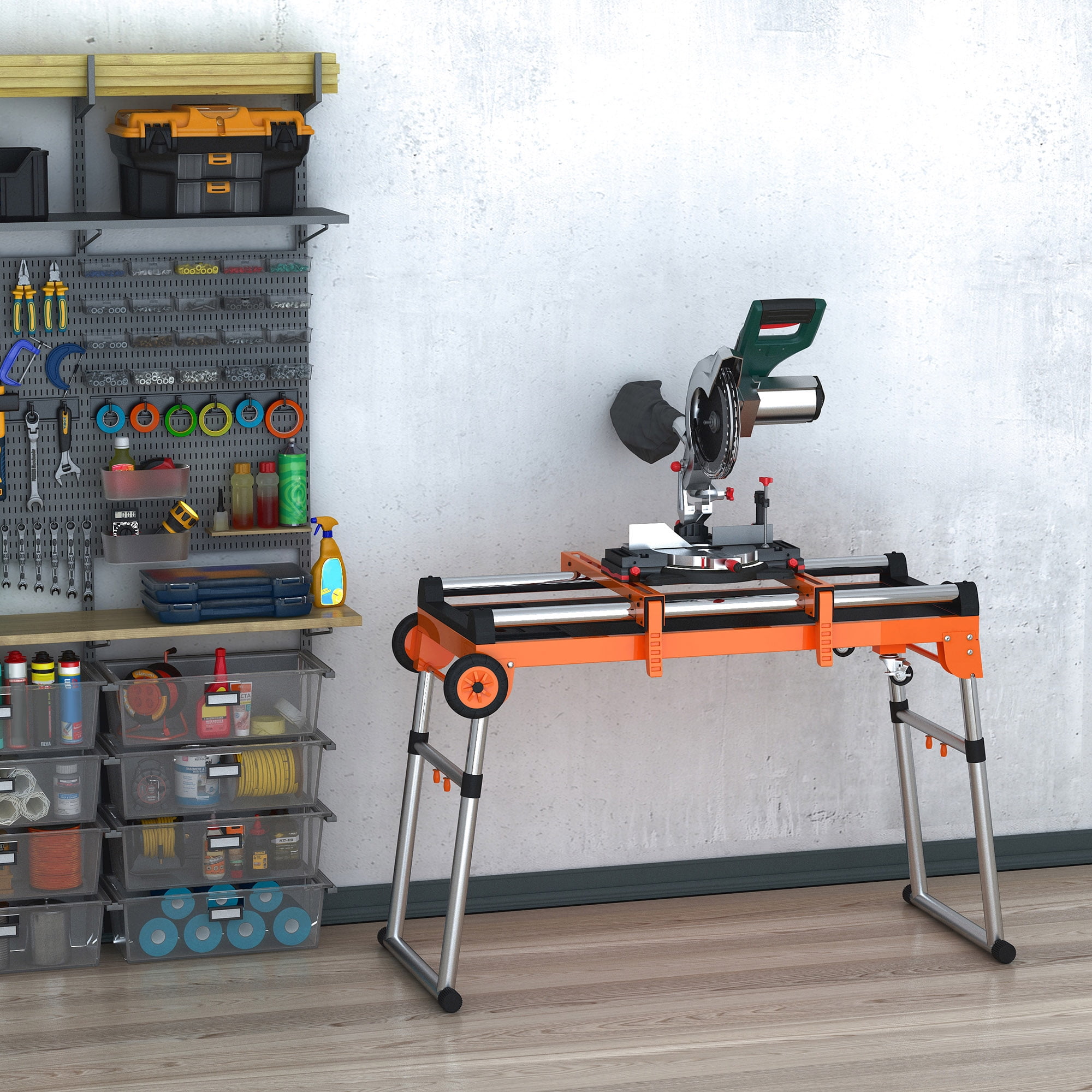 HOMCOM 5-in-1 Work Bench, Folding Work Table with Miter Saw Stand and ...