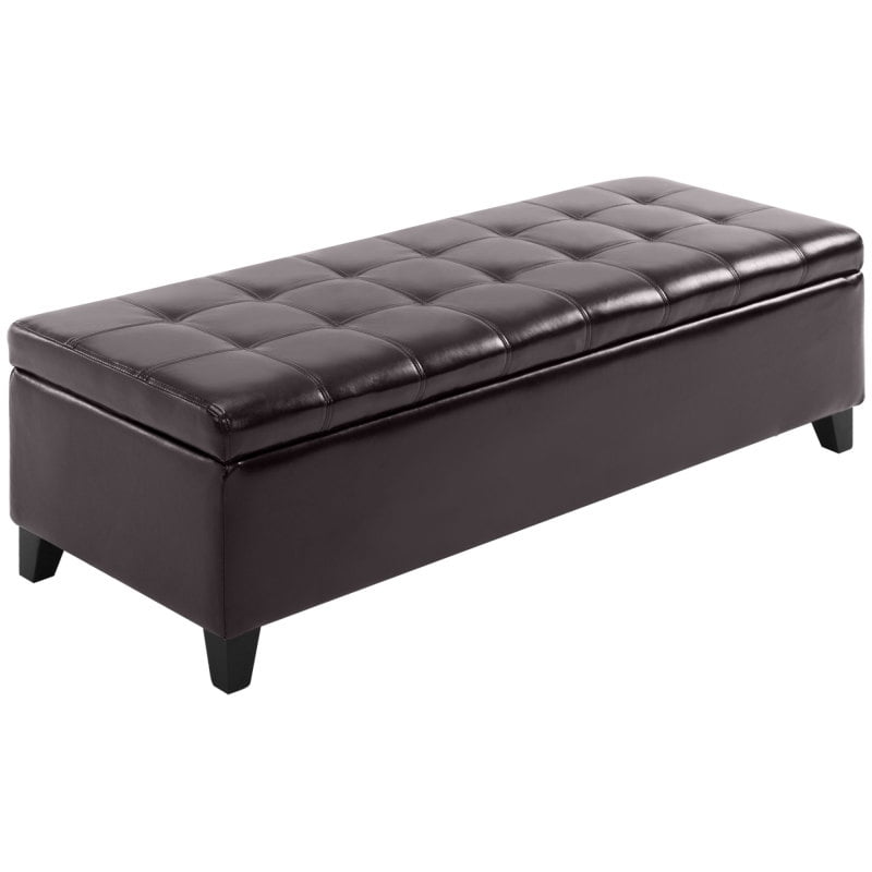 HOMCOM 51" Ottoman Storage Bench, Faux Leather Storage Chest with Lift ...