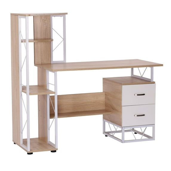 "HOMCOM Wooden Office Furniture: 52"" Modern Multi-Level Study Desk ...