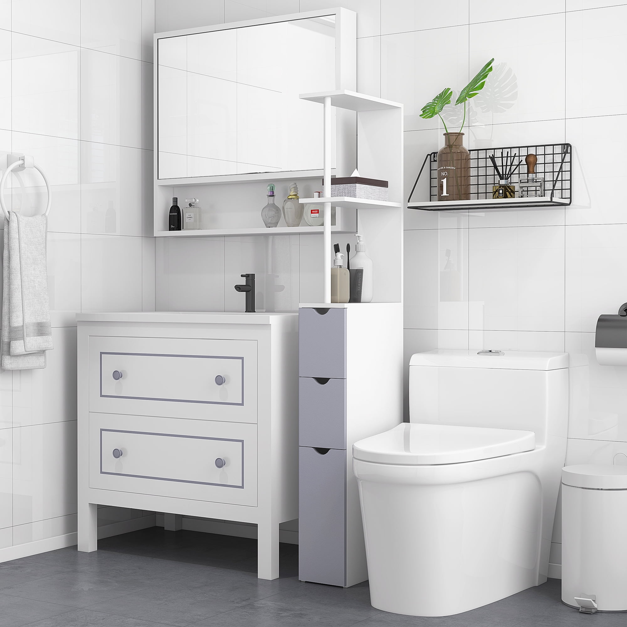 Tall bathroom drawer unit store