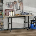 HOMCOM Height Adjustable Multi-Purpose Workbench with Heavy-Duty Wood ...