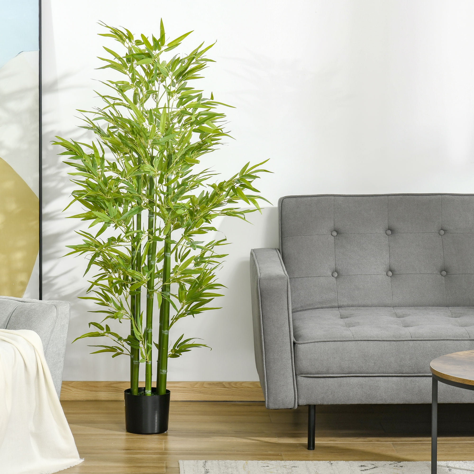 HOMCOM 5FT Tall Artificial Bamboo Tree, Fake Floor House Plant in ...