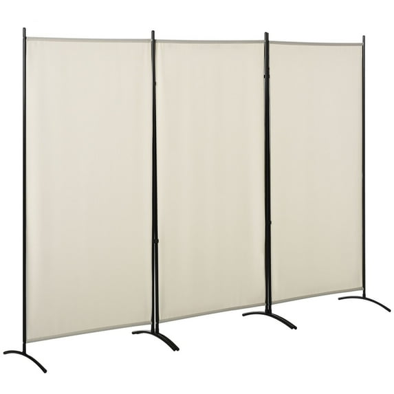 HOMCOM 6‘ 3-Panel Room Divider Privacy Screen Folding Beige Indoor Use ...