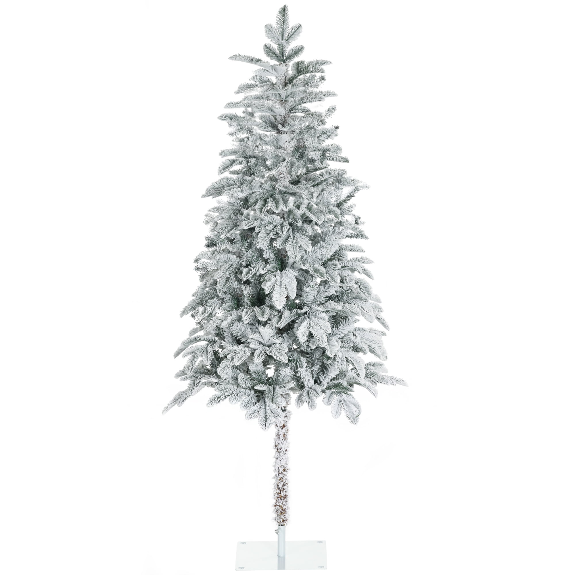 HOMCOM 6' Artificial Christmas Tree with Snow Flocked Branches, Auto ...