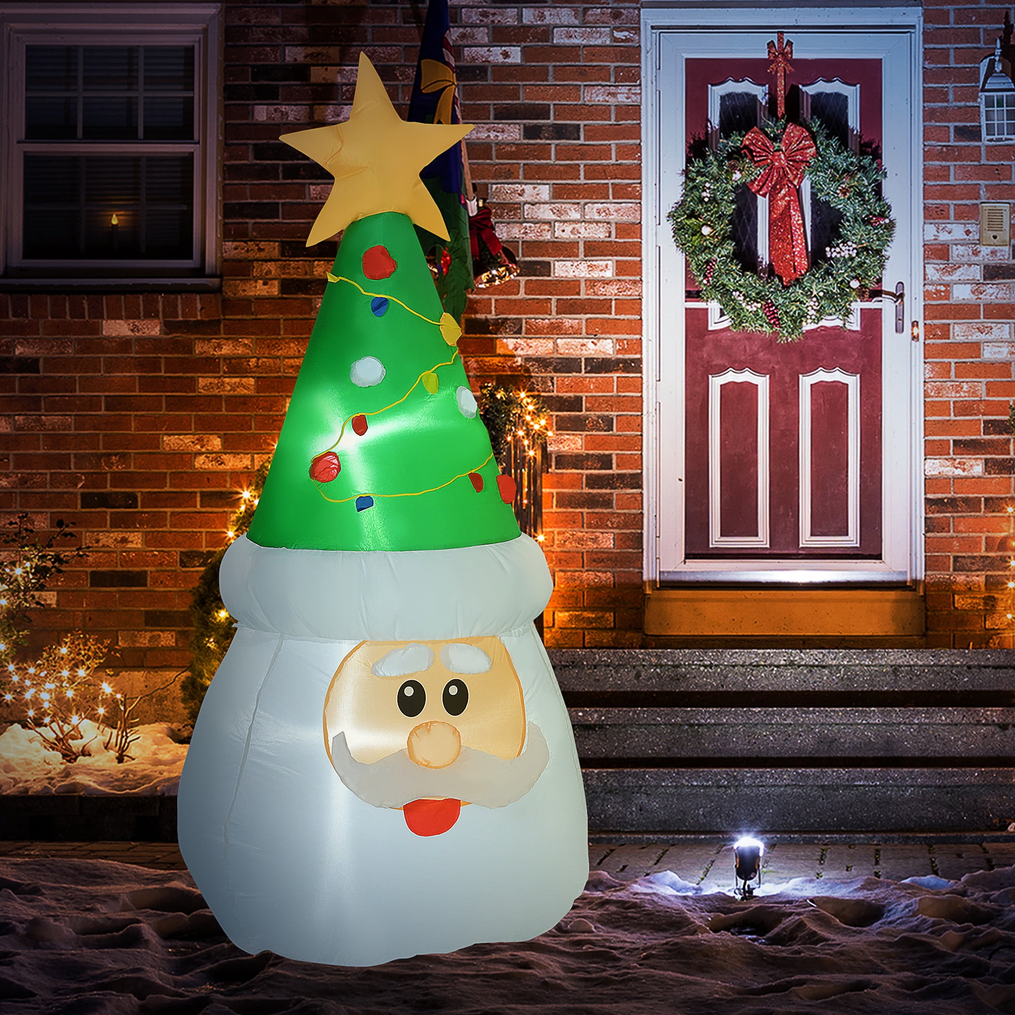 Homcom Large Christmas Blow Up Santa Claus 6 Led Outdoor Xmas Yard