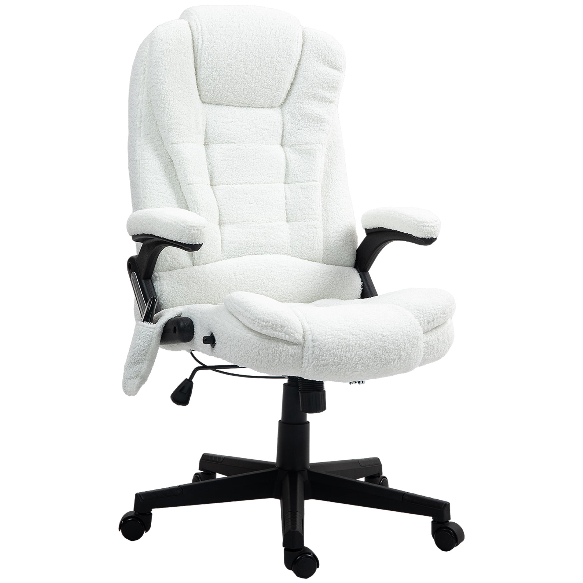 HOMCOM 6 Point Vibrating Massage Office Chair with Lumbar Heat, White ...