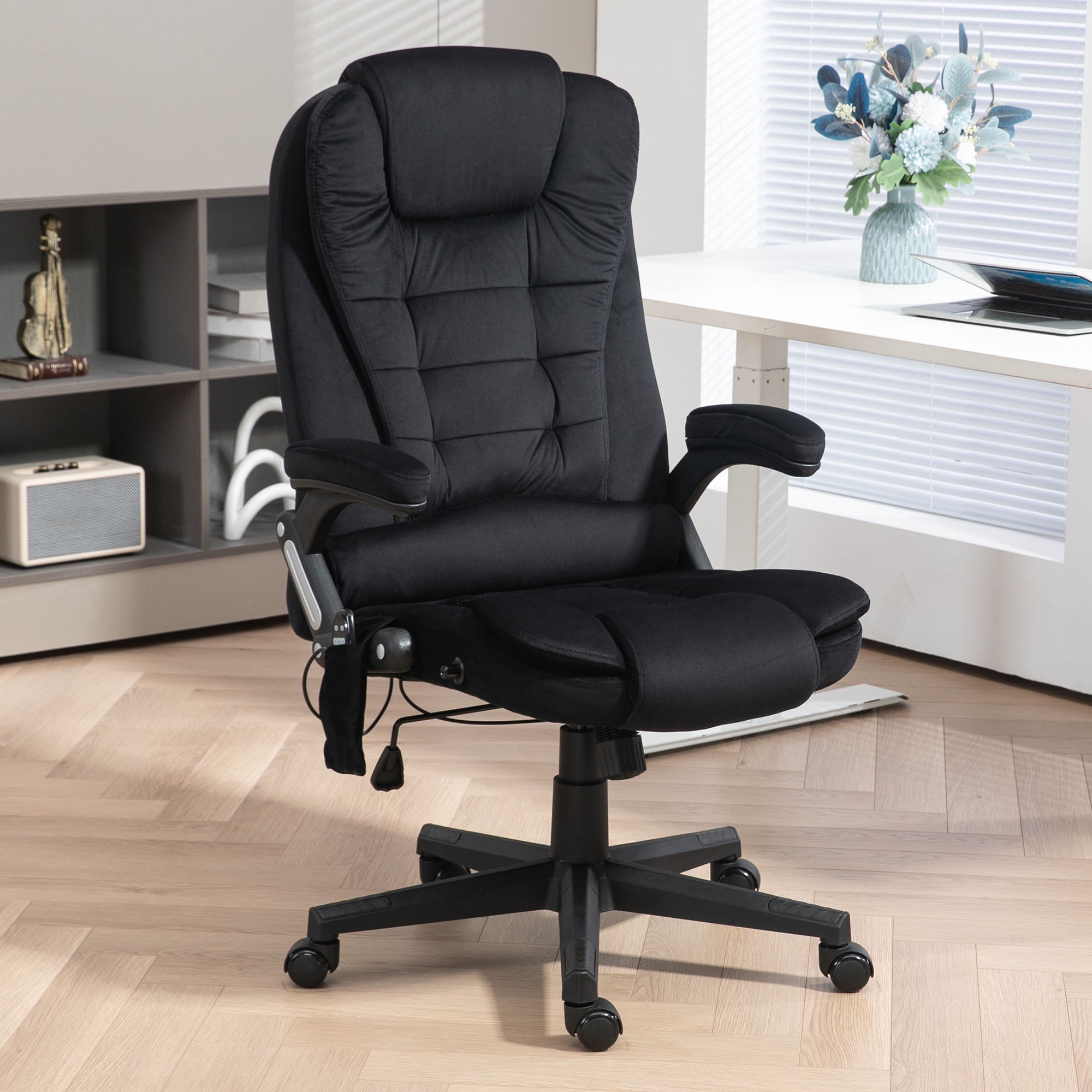 HOMCOM Massager Executive Office Chair, 6-Point Vibrating with Lumbar ...
