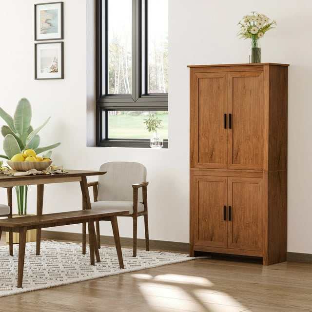 "HOMCOM 64"" Freestanding Kitchen Pantry Cabinet with 3 Adjustable ...