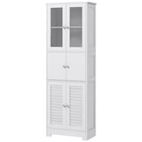 HOMCOM 67" Tall Bathroom Storage Cabinet Towel Cabinet with Louvred ...