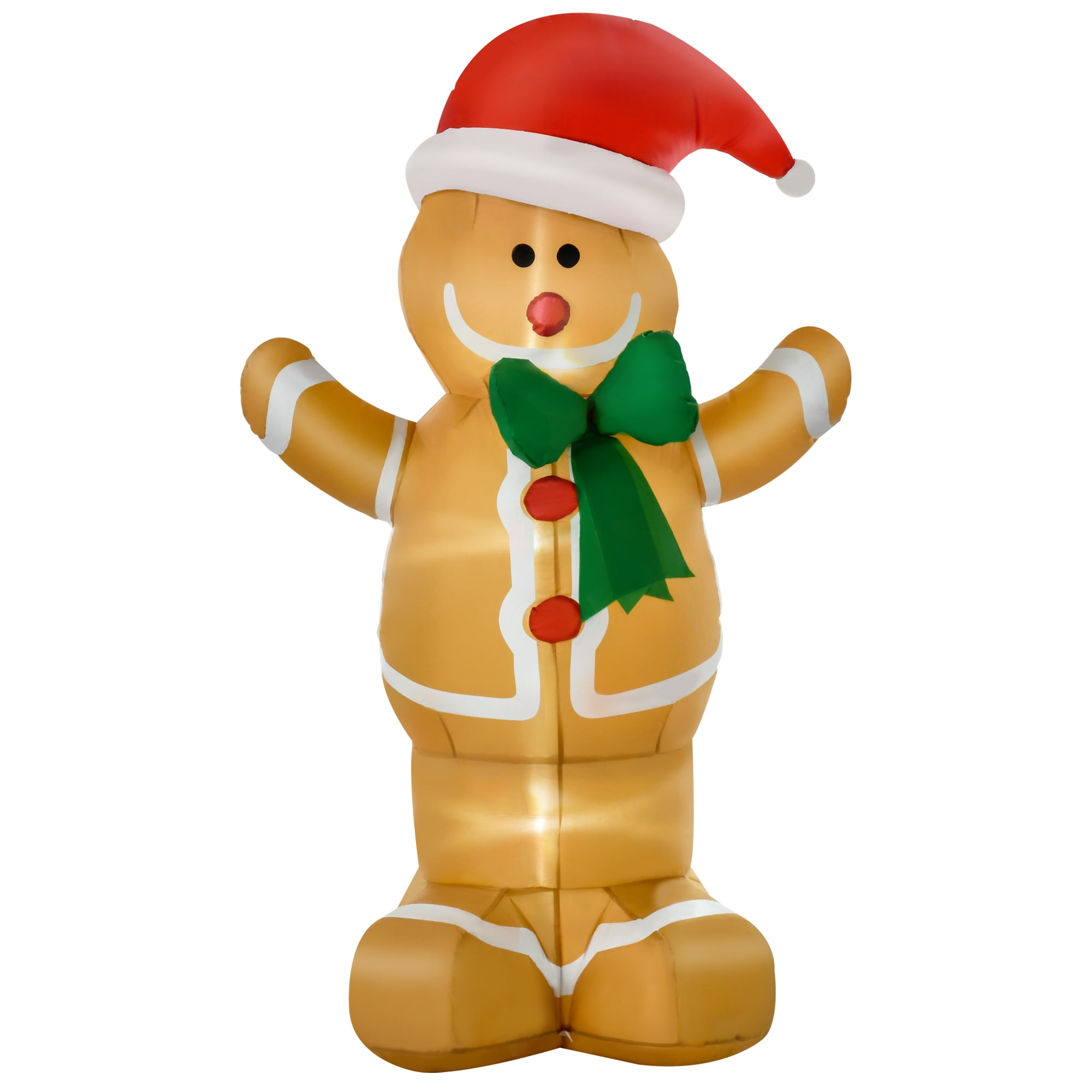 HOMCOM 6ft Christmas Inflatable Gingerbread Man, Outdoor Blow-Up Yard ...