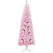 HOMCOM Slim Fake Plastic Artificial Christmas Tree with LED Lights ...