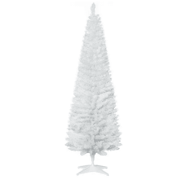 HOMCOM 6ft White Christmas Tree Slim Xmas Tree with Full Appearance PVC ...
