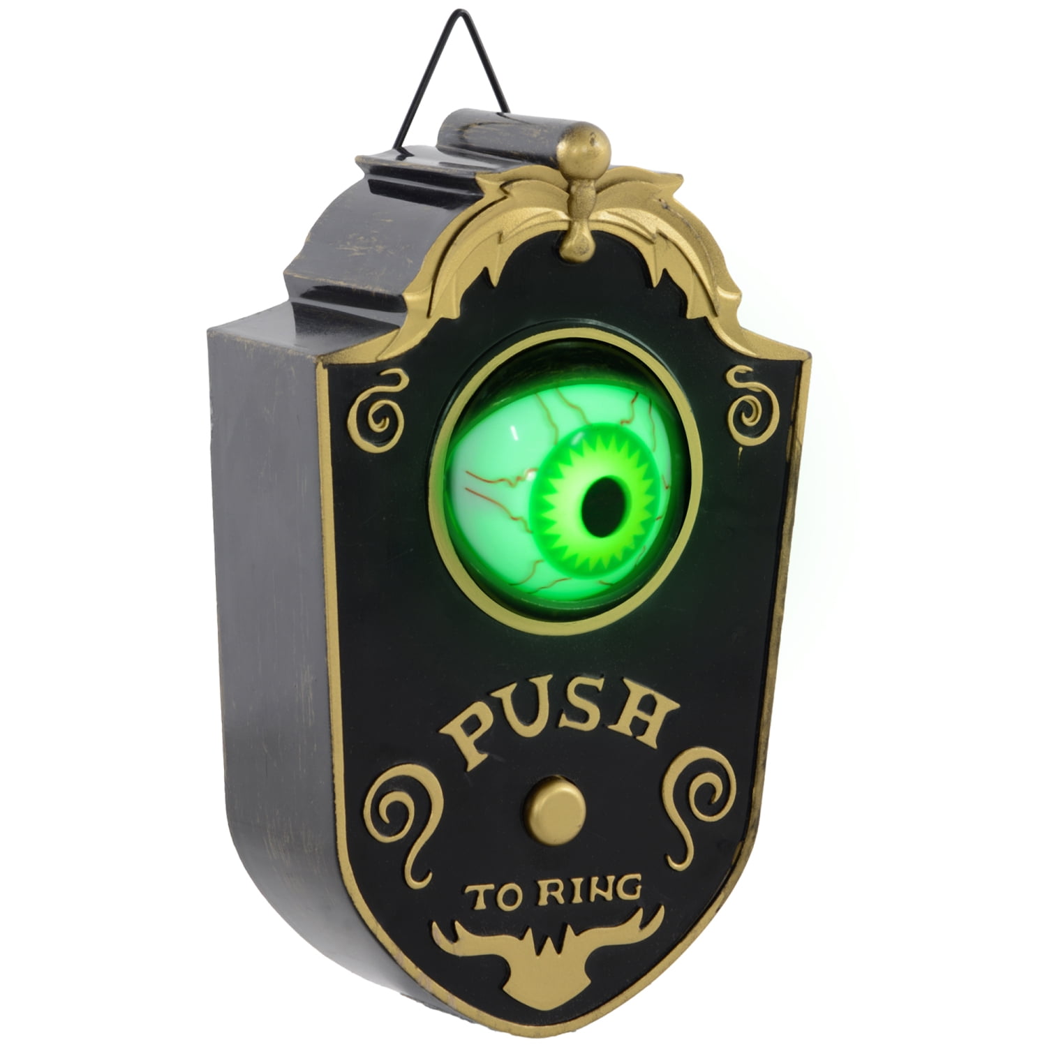 HOMCOM 7.1” Halloween Animatronic Doorbell Light-up Eyeball Sound ...
