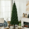 HOMCOM 7.5' Faux Christmas Tree, Skinny Artificial with Auto Open, Pine ...