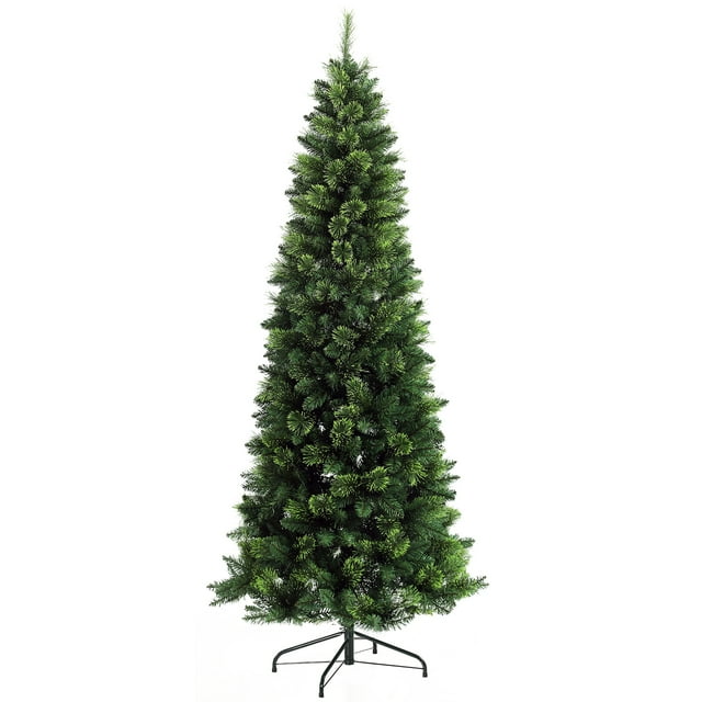 HOMCOM 7.5' Skinny Artificial Christmas Tree with Auto Open, Pine ...