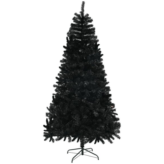 HOMCOM 7.5ft Unlit Artificial Black Christmas Tree, Holiday Decor with ...