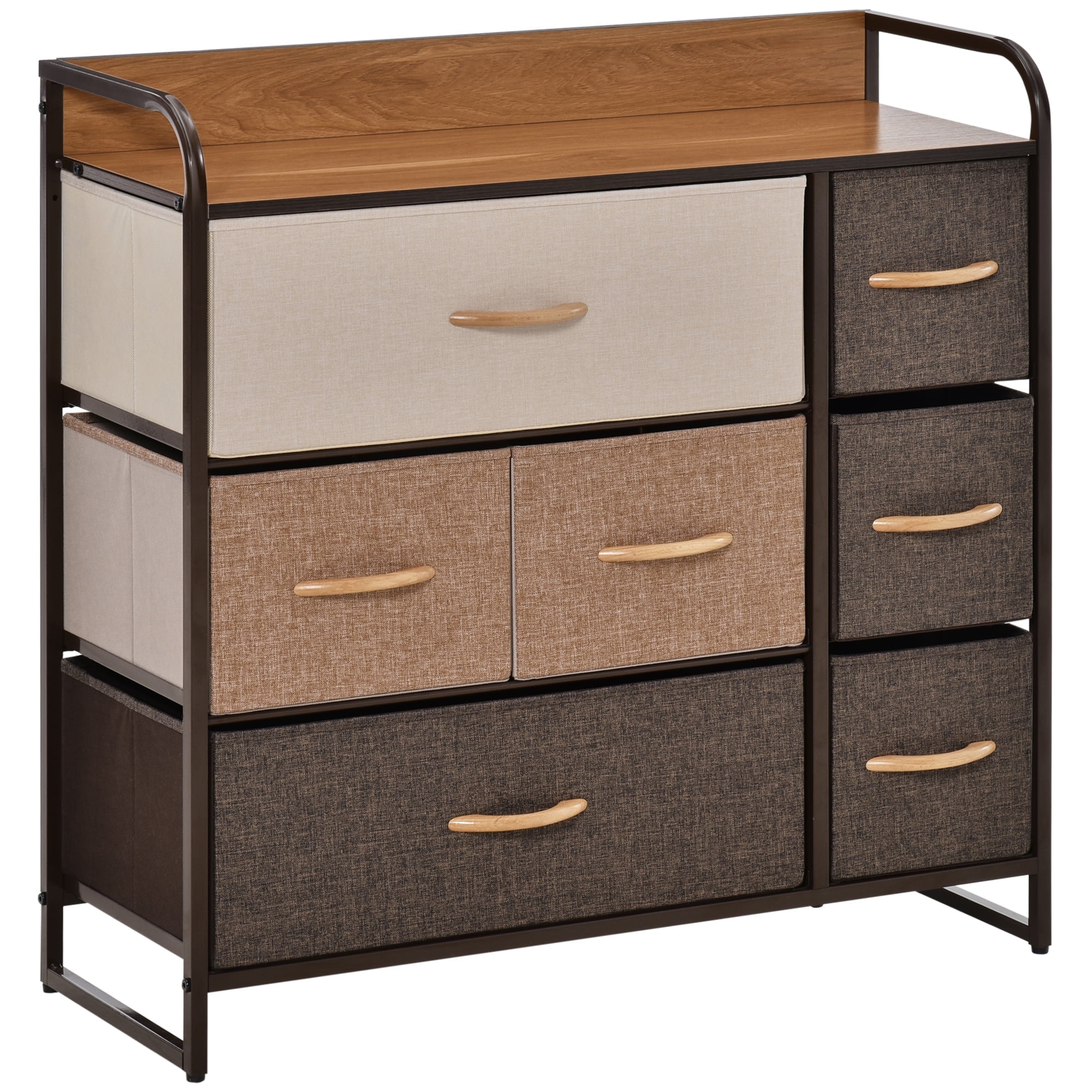HOMCOM 7-Drawer Dresser, 3-Tier Tower Unit with Steel Frame - Walmart.com
