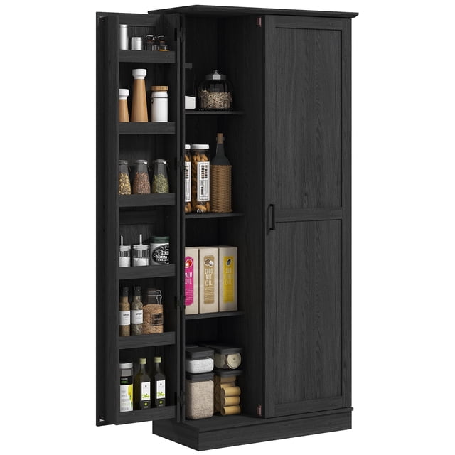 HOMCOM 70" Tall Kitchen Pantry Storage Cabinet with Spice Racks and ...