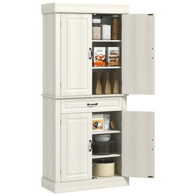 HOMCOM 71" Freestanding Kitchen Pantry with 4 Doors, and 2 Large ...