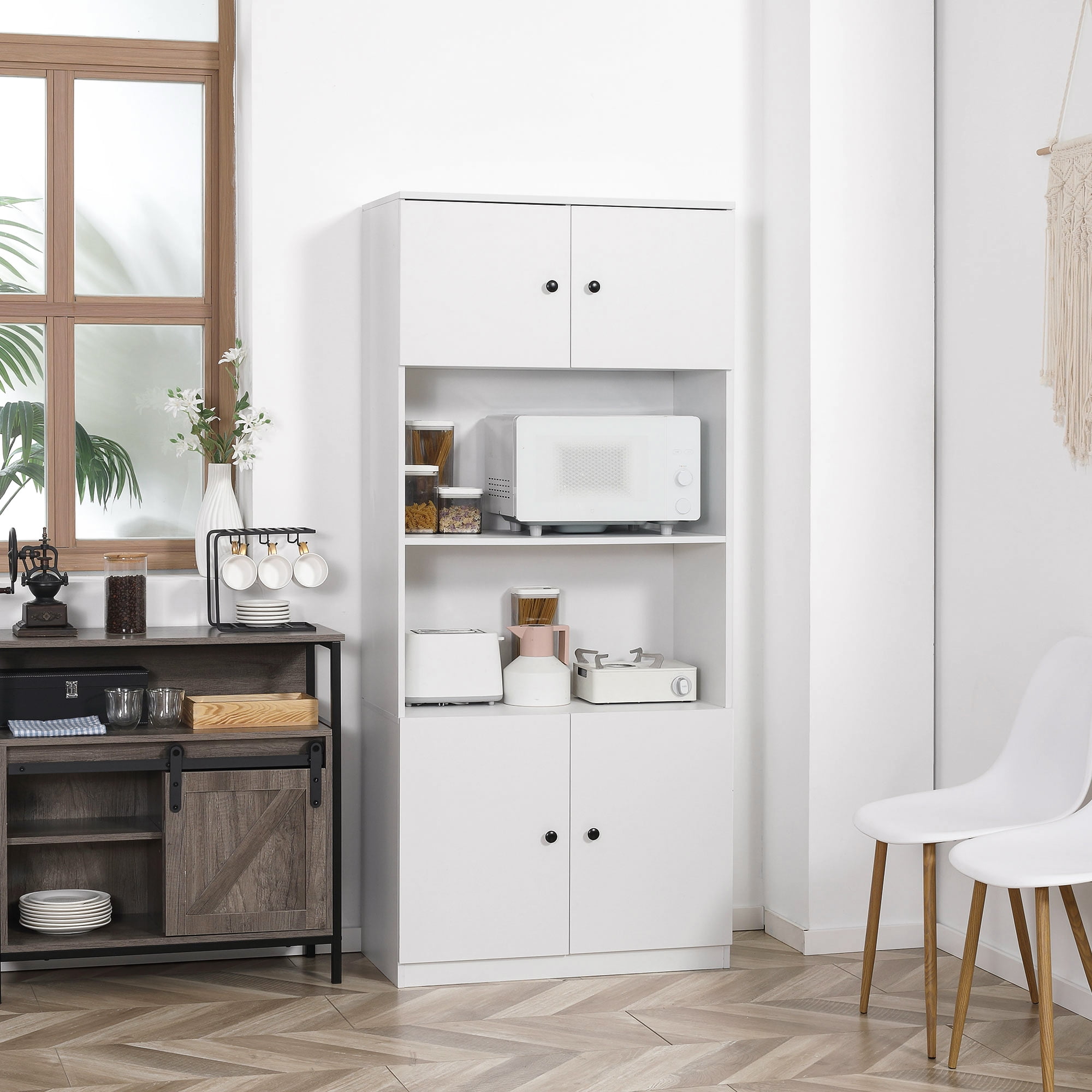 HOMCOM Large Wooden 71" Kitchen Buffet with Hutch, Dining and Living ...