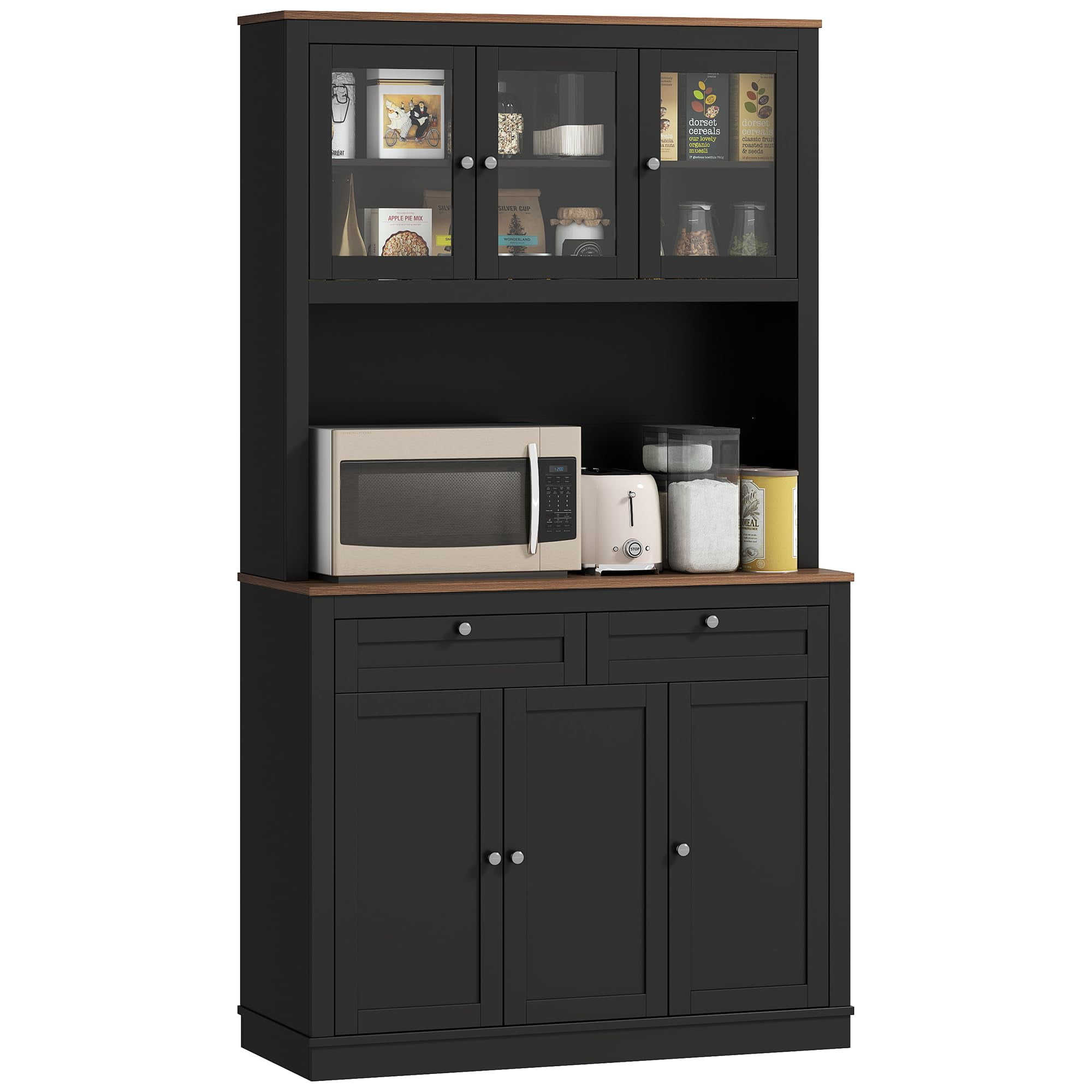 HOMCOM 71" Kitchen Pantry Cabinet, Freestanding Kitchen Hutch with ...