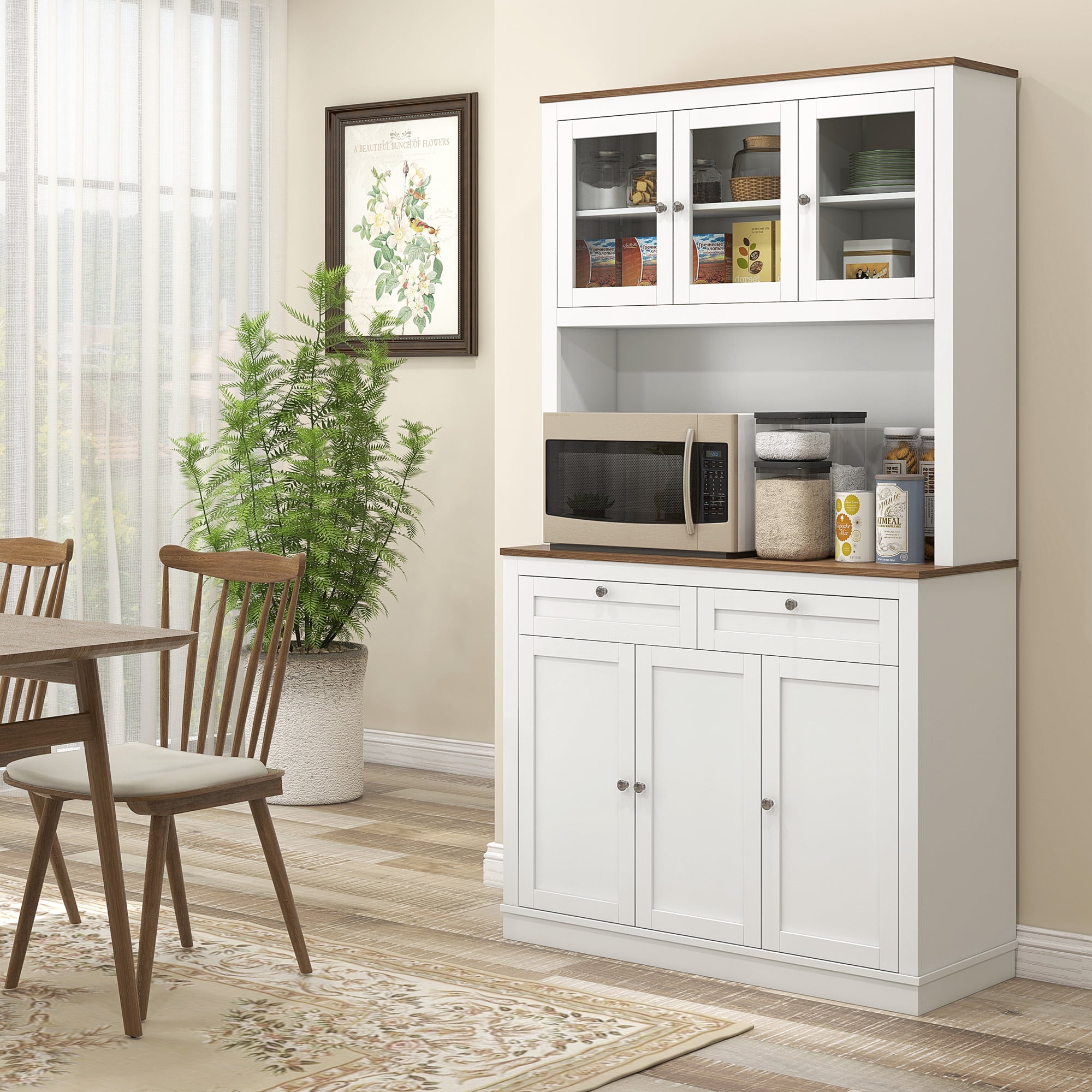 HOMCOM 71" Tall Kitchen Pantry Storage Cabinet with 2 Drawers ...