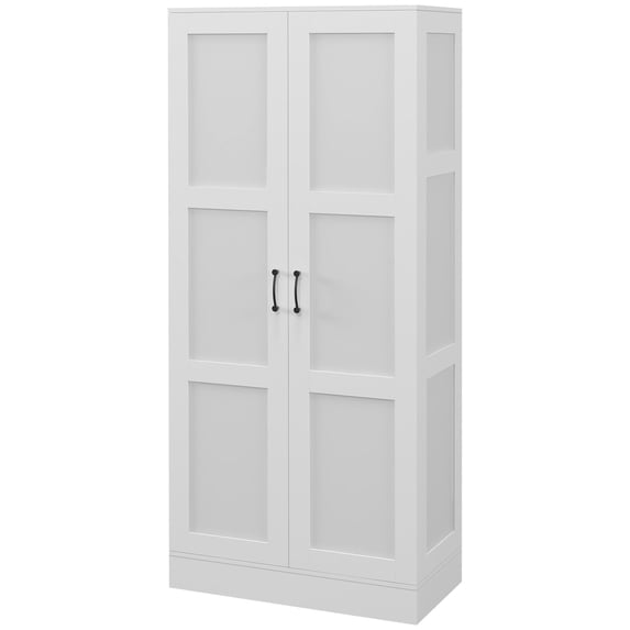 HOMCOM 71" Tall White Storage Cabinet, Modern Engineered Wood Pantry ...