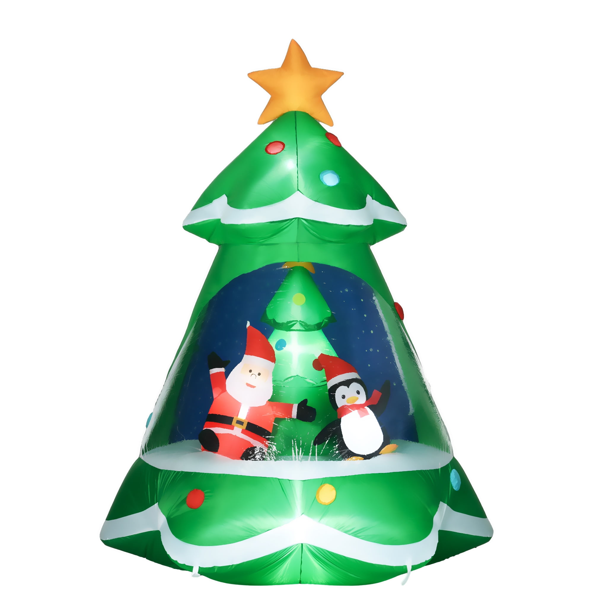HOMCOM 7FT Lighted Inflatable Christmas Tree with Santa Claus and ...