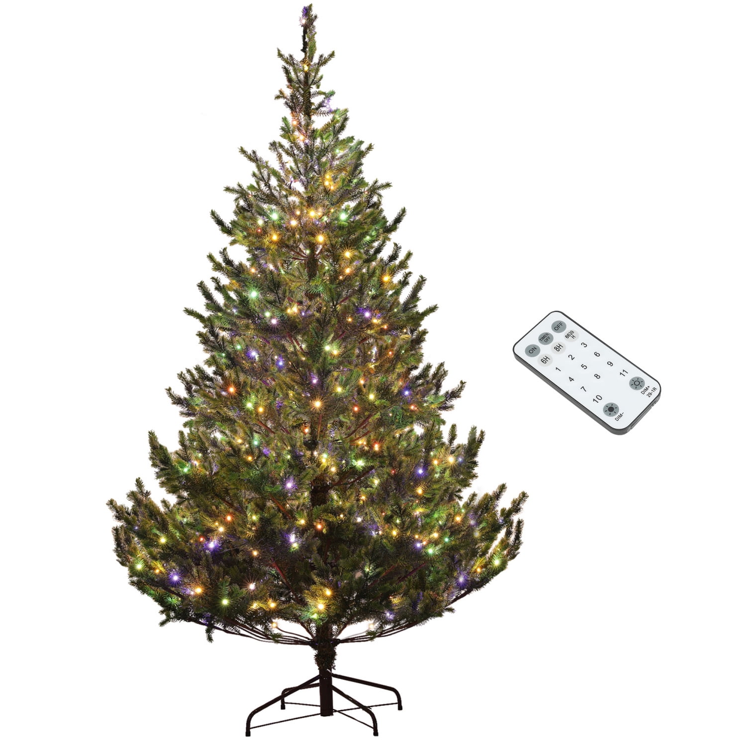 HOMCOM 7ft Artificial Prelit Christmas Tree Sparse Realistic Cedar Tree ...