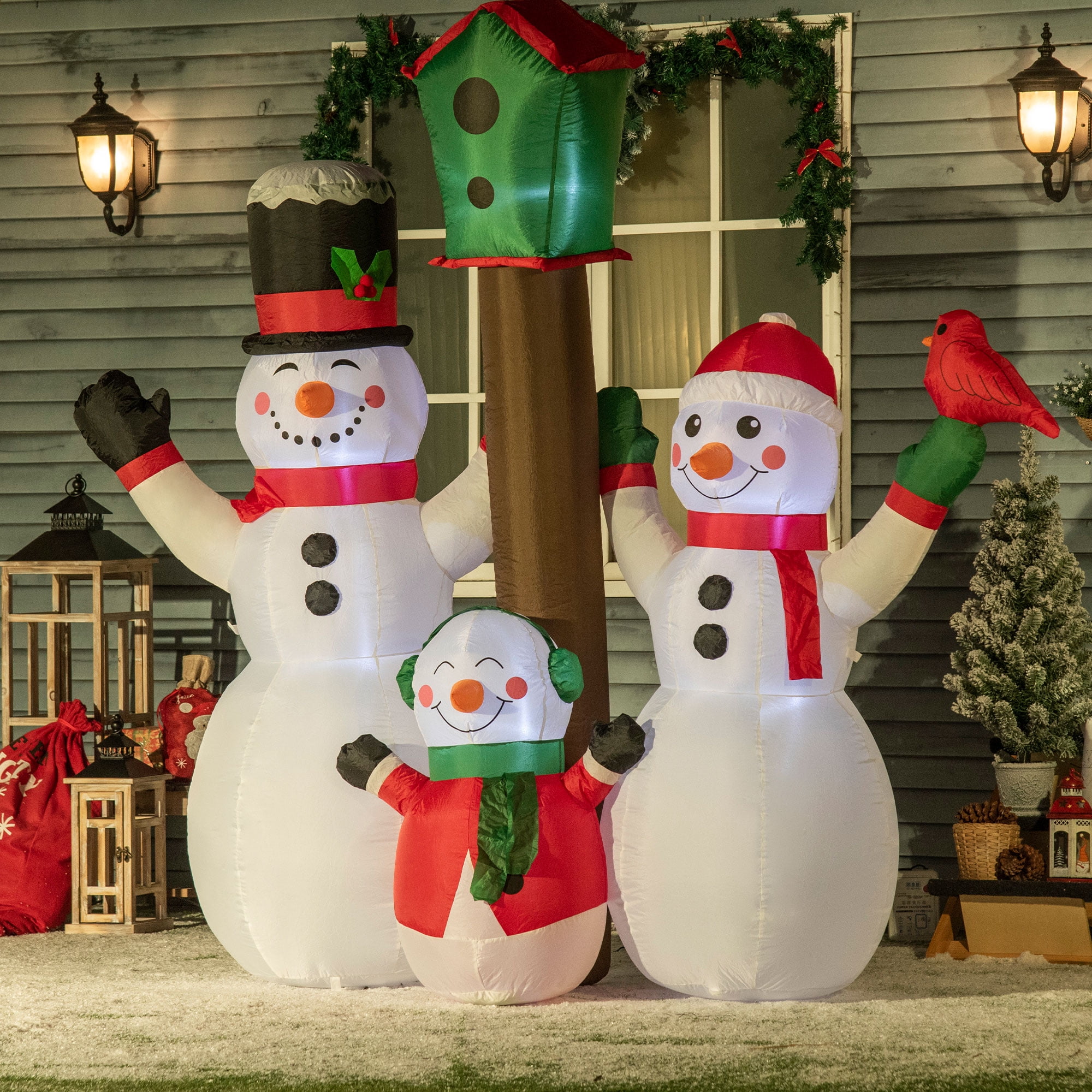 HOMCOM 7ft Merry XMAS Decorations: Inflatable Snowman Family with ...