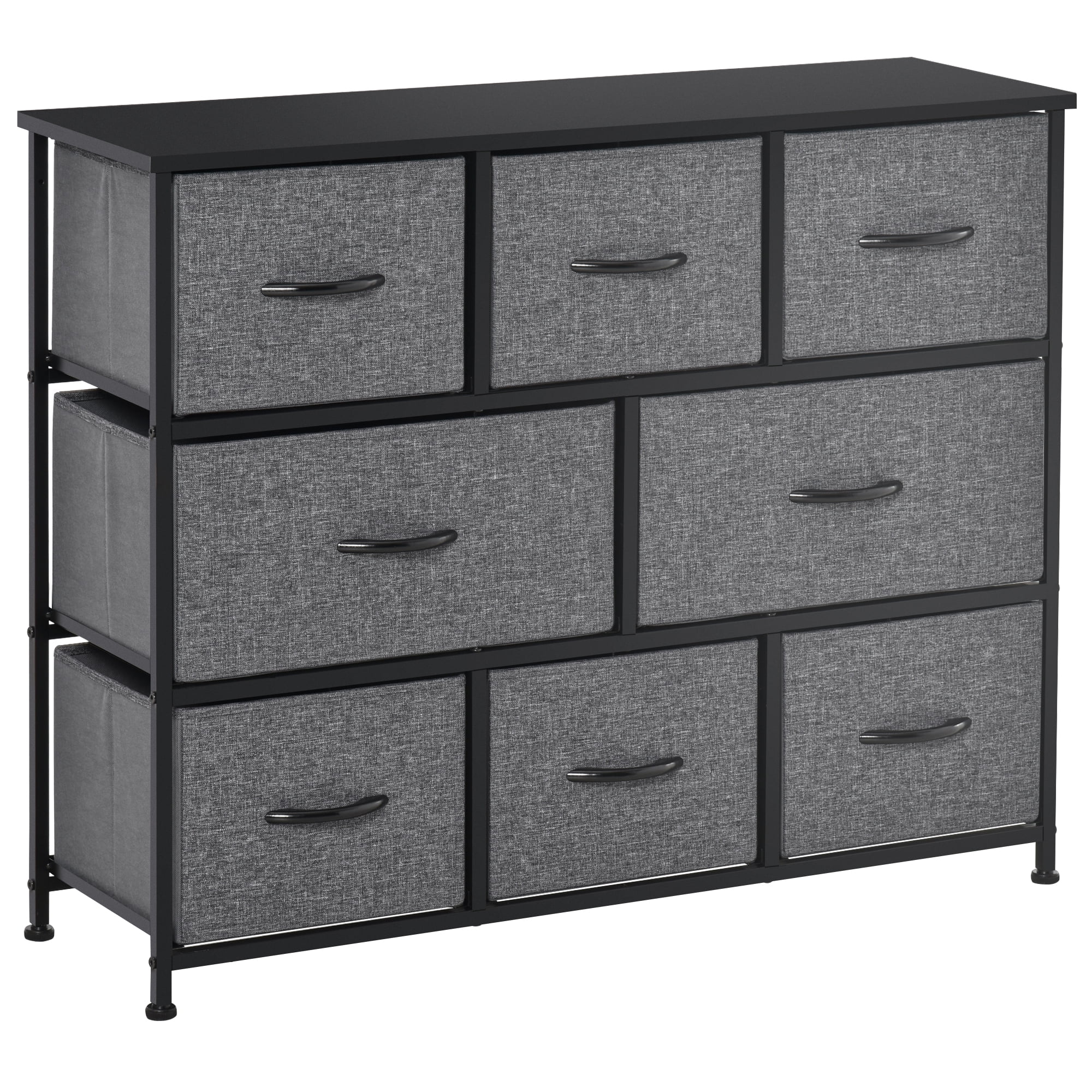 HOMCOM 8-Drawer Dresser, 3-Tier Fabric Chest of Drawers, Storage Tower ...