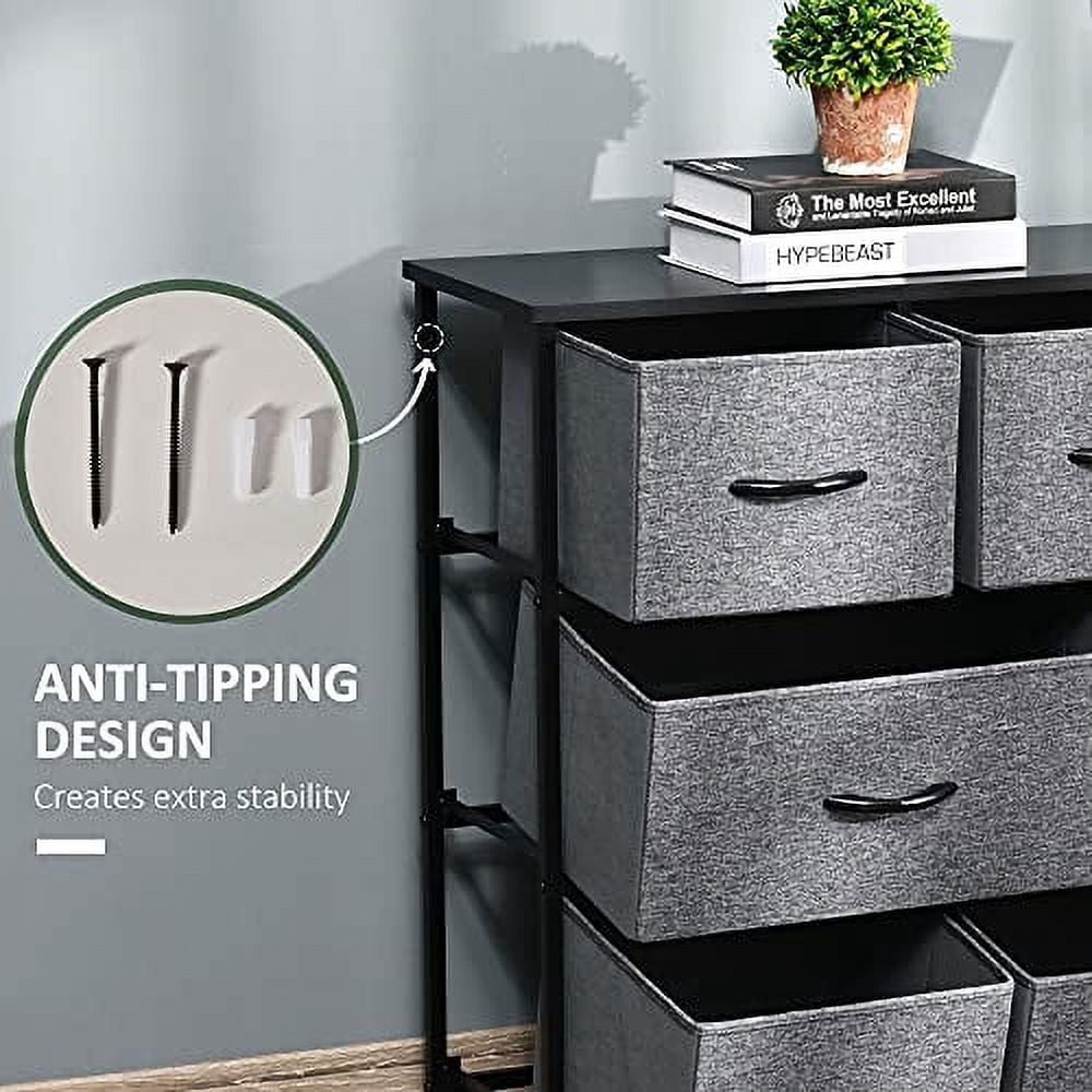 HOMCOM 8-Drawer Dresser, 3-Tier Fabric Chest of Drawers, Storage Tower ...