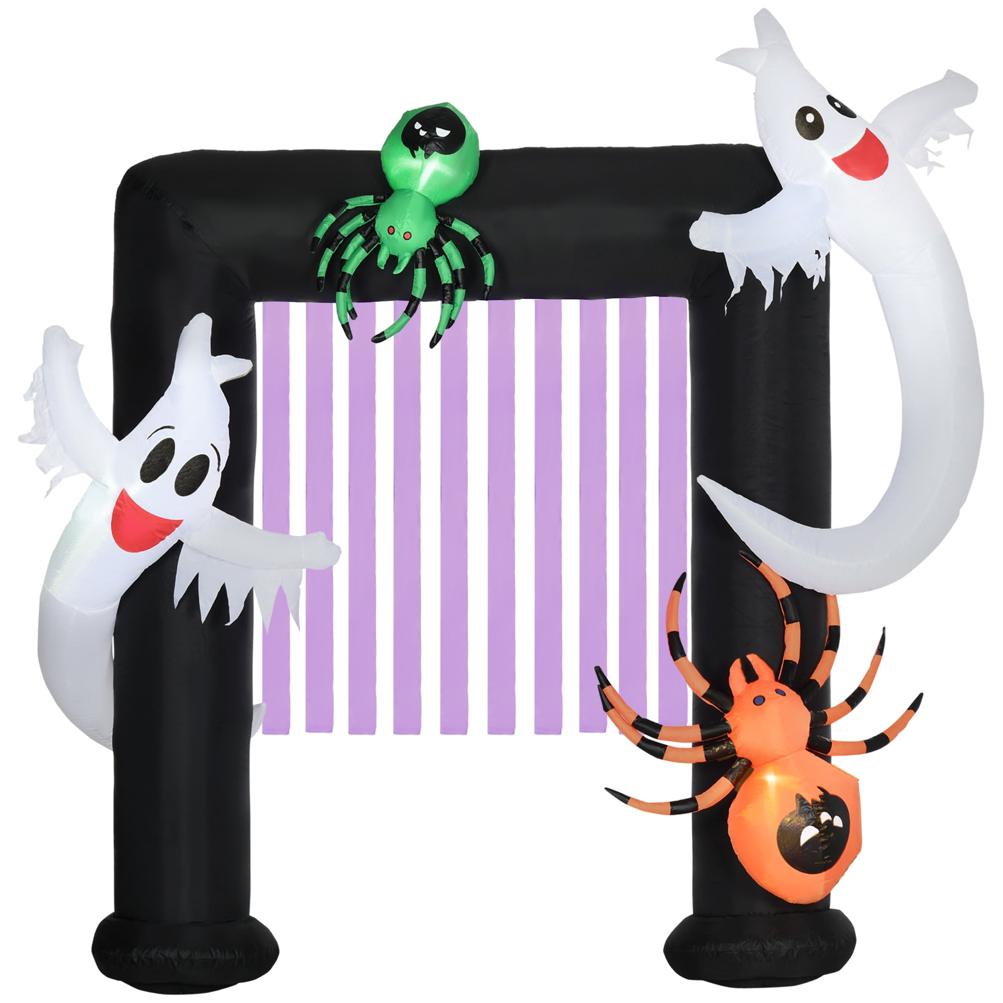 HOMCOM 8' Inflatable Halloween Archway with Ghosts and Spiders, Blow Up ...