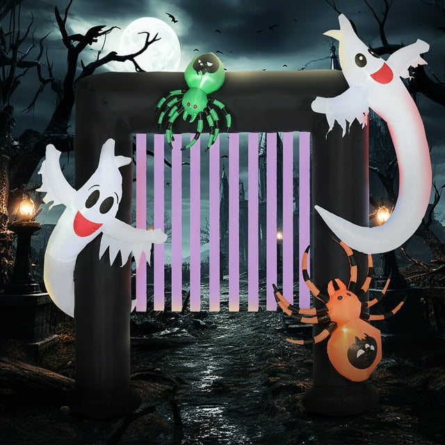 HOMCOM 8' LED Lighted Outdoor Halloween Arch Decorations, Inflatable ...