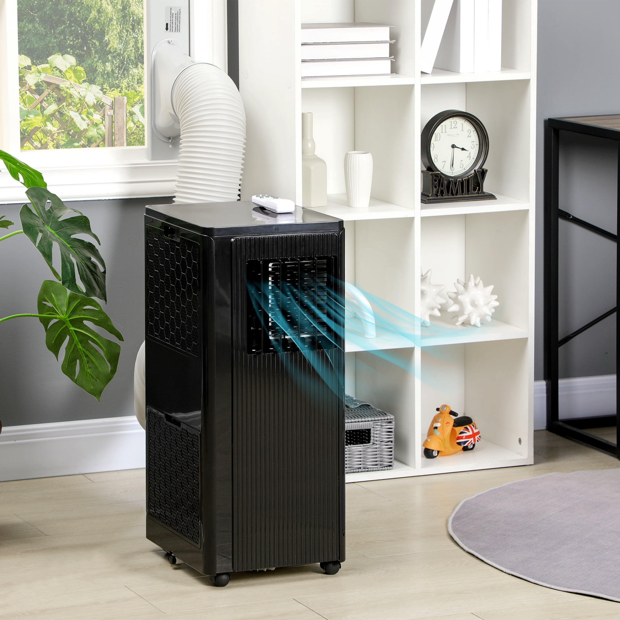 HOMCOM 8000/6500BTU Smart Portable Air Conditioner for 344Sq.Ft, Black ...